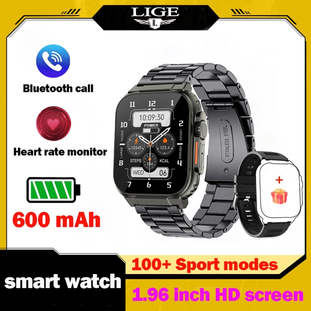 Jual LIGE Pintar Jam Tangan Pria 1,96 inci sentuhan penuh 600mAh ...