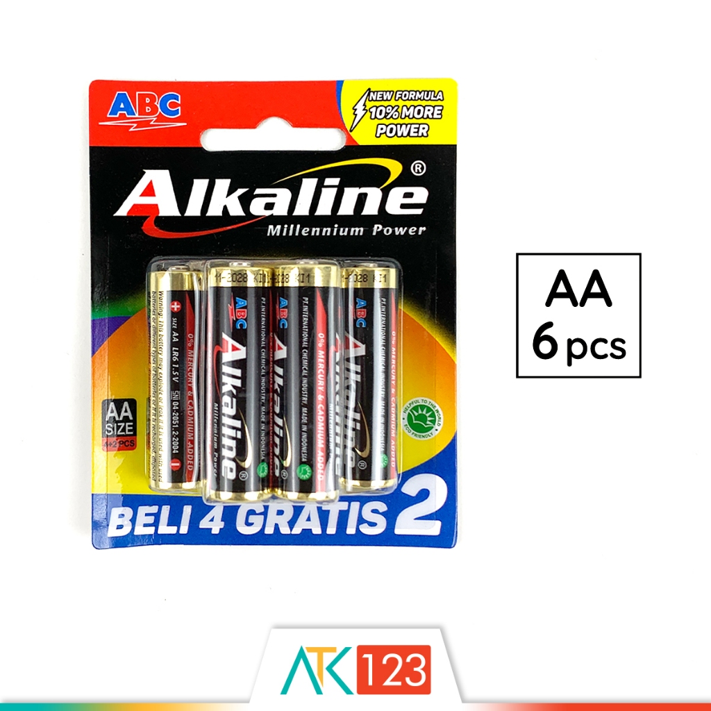Jual Baterai Alkaline AA / A2 isi 6 (4+2) Buah / Battery ABC Alkaline LR6/AA/A2 4B+2B | Shopee ...