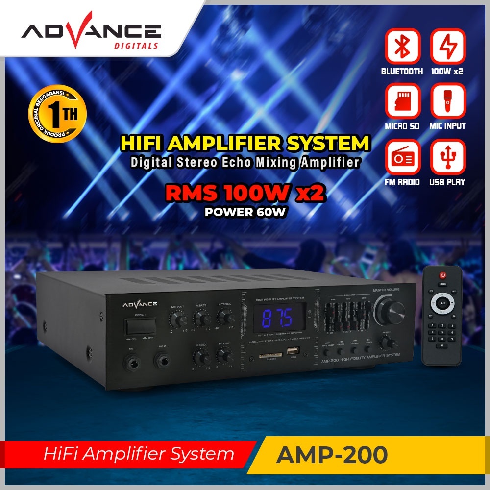 Jual ADVANCE AMP-200 High Fidelity Amplifier Sound System Ampli Karaoke Equalizer Bluetooth ...