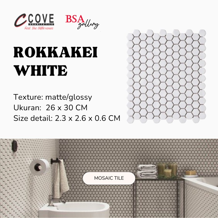 Jual MOSAIC TILE COVE SMALL HEXAGON WHITE / MOSAIK PUTIH DINDING LANTAI ...