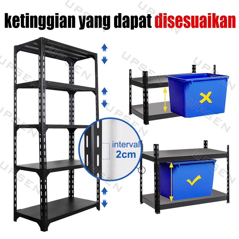 Jual 100% BESI Rak Besi Susun 120*40*200CM Rak besi siku 5 susun Rak ...