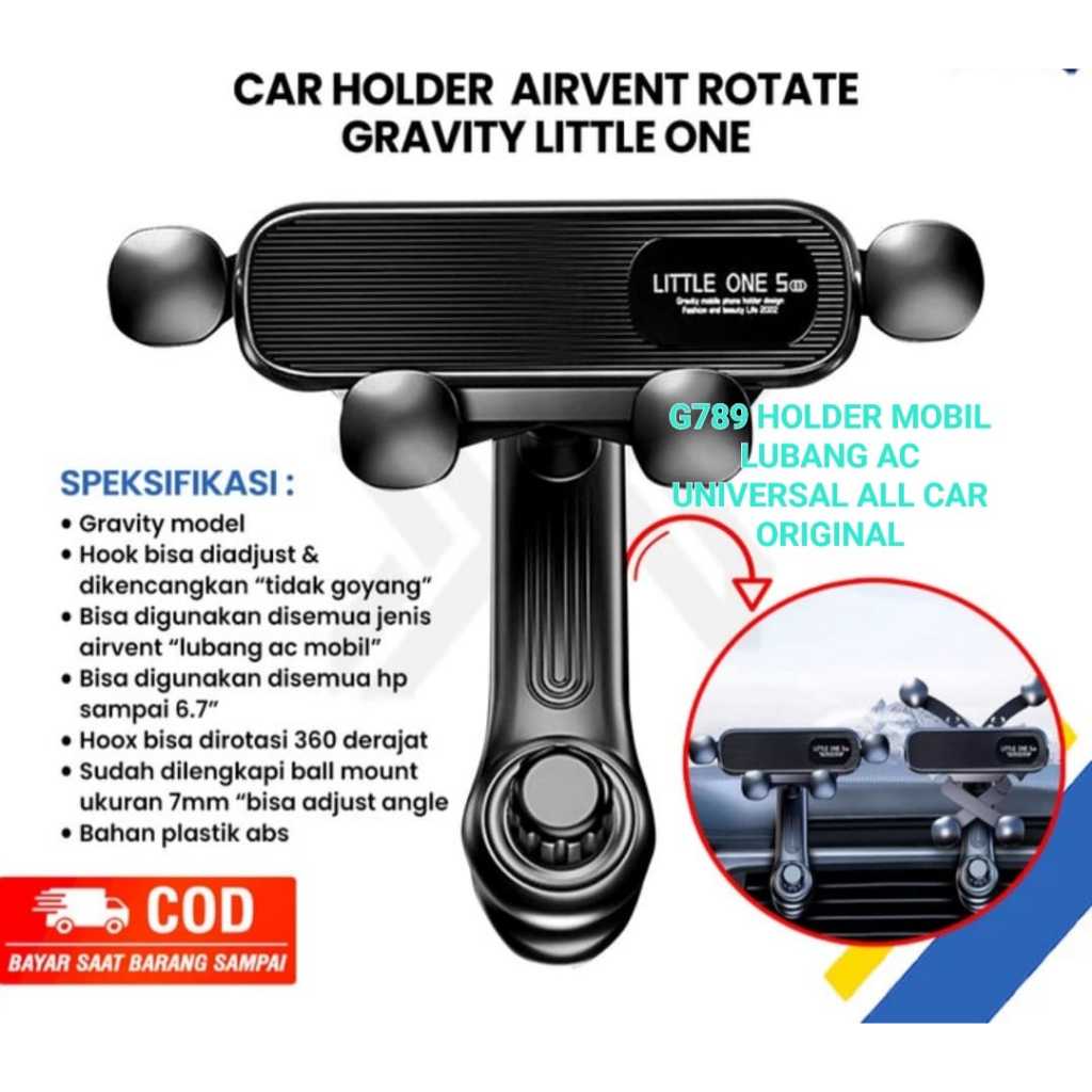 Jual G789 HOLDER MOBIL LUBANG AC AUTO GRAVITY UNIVERSAL ALL CAR ORIGINAL OTOMATIS JEPIT DAN ...
