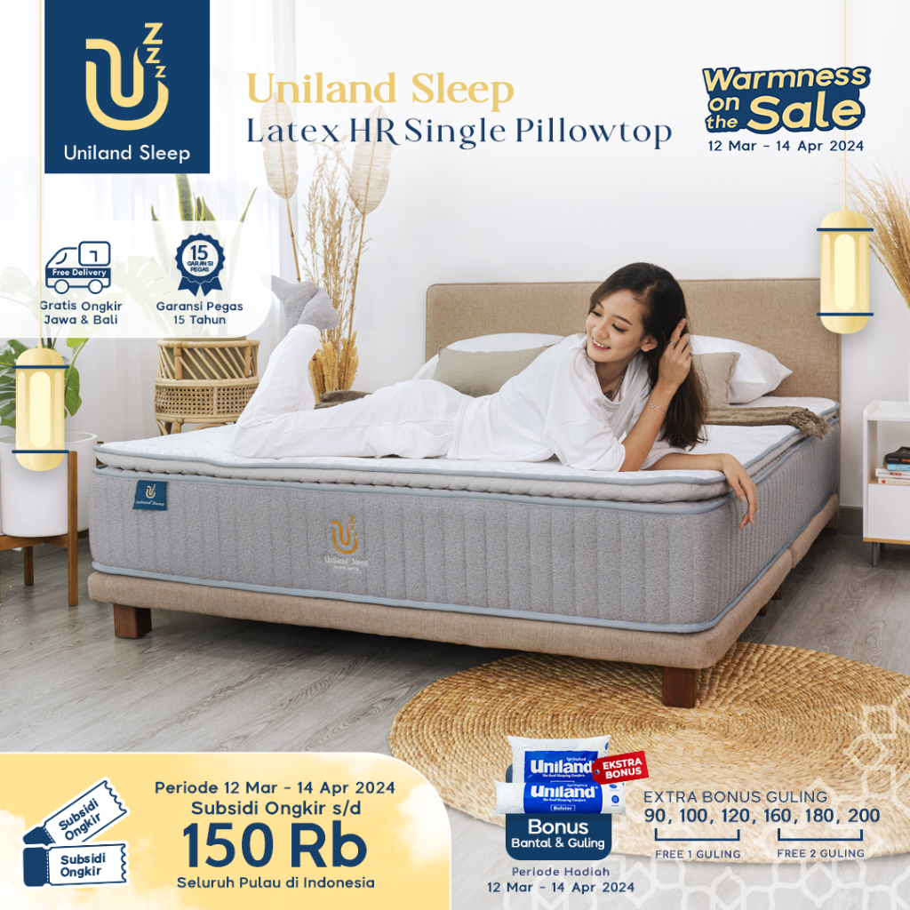 Jual Uniland Sleep Kasur Pocket Spring Latex HR Single Pillowtop 30cm ...