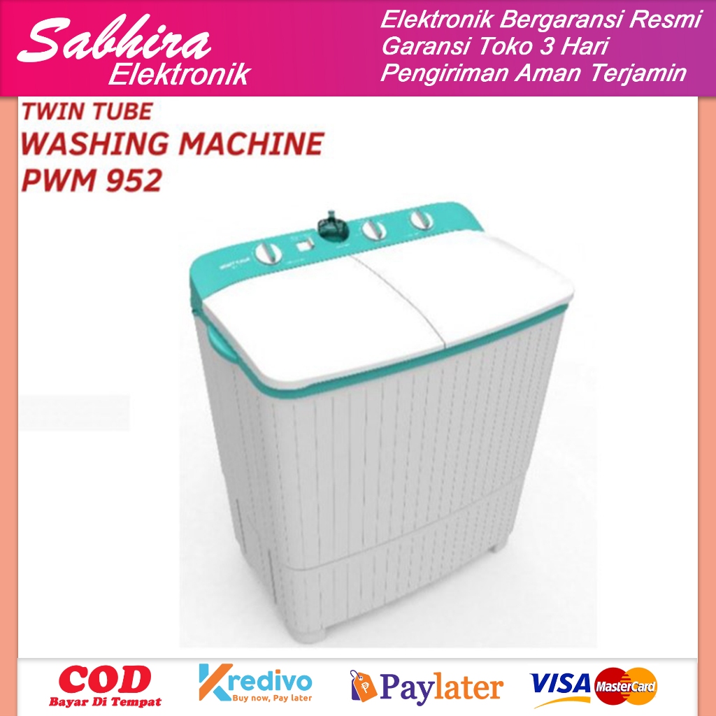 Jual MESIN CUCI 2 TABUNG POLYTRON PWM 952 9,5KG ( Khusus Bandung ...