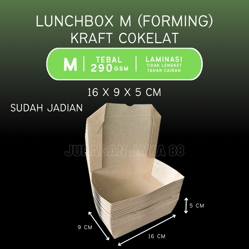 Jual (50 PCS) Paper Lunch Box Medium M Laminasi FORMING Sudah Jadian ...