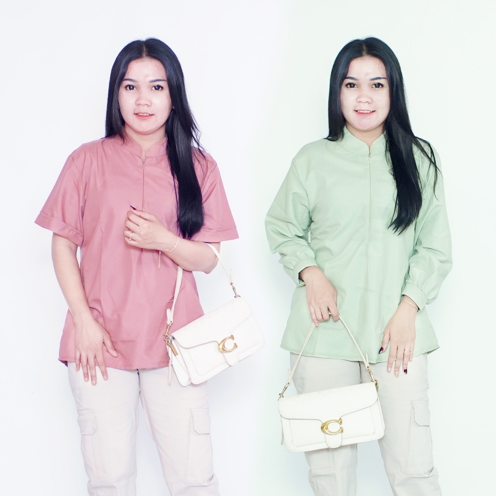 Jual Putri Nasya - Atasan Big Size Pendek Panjang Blouse Wanita Ukuran 8L,6L,4L,2L,L Warna Tosca ...