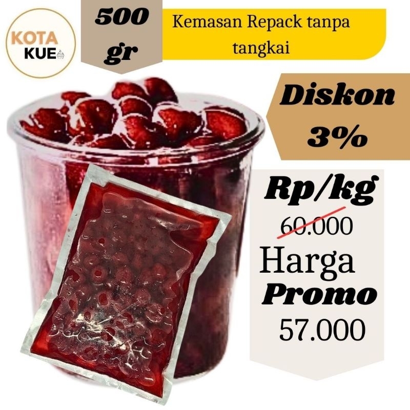 Jual cherry kemasan repack tanpa tangkai 500 gr termasuk air | Shopee ...