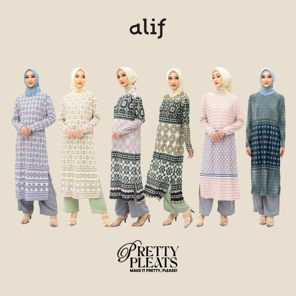 Jual Alif Modern Wear - Midi Dress Pleats Plisket Motif - Mediteranian ...