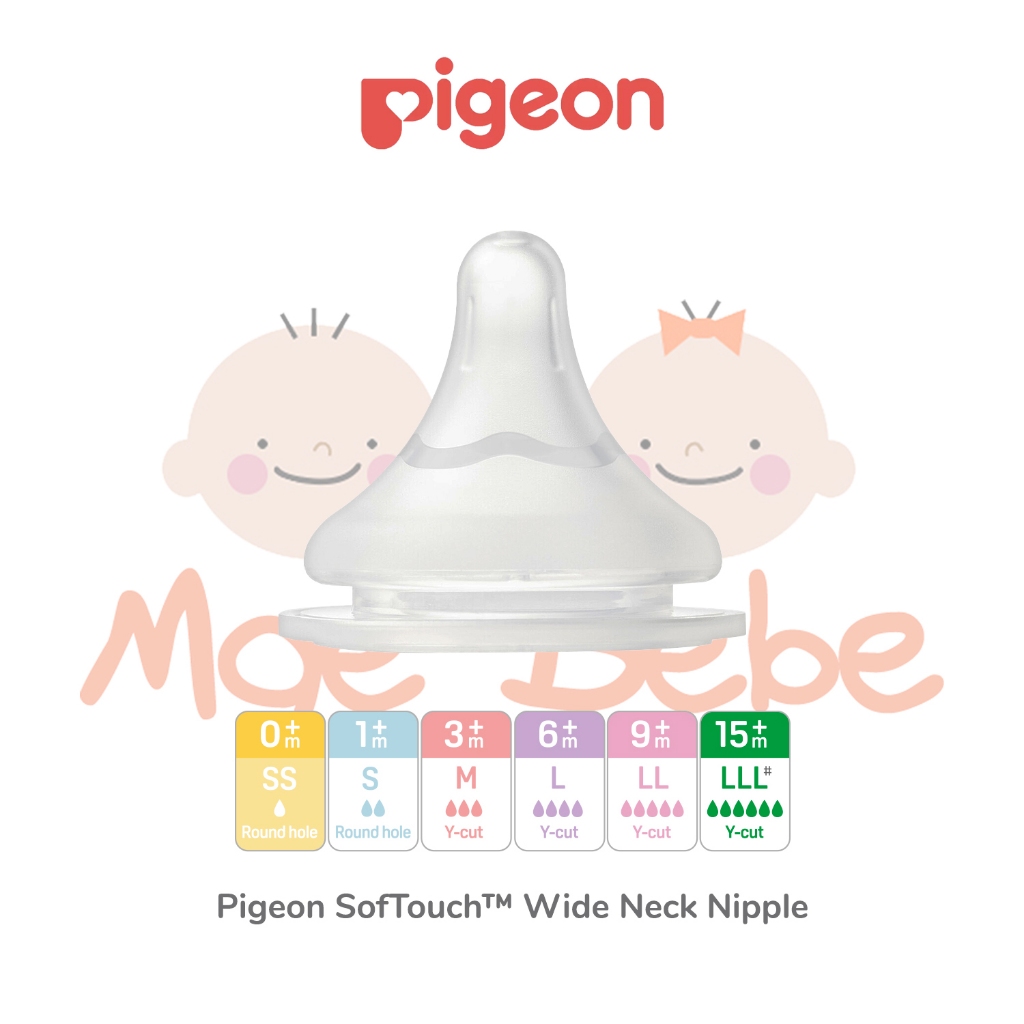 Jual [PROMO] Pigeon SofTouch Wide Neck Nipple Latch-on Line Teat Dot ...