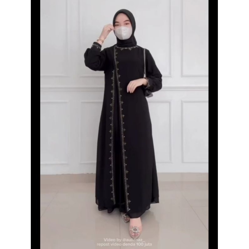 Jual Tera Dress Ceruty Abaya Hitam Turkey Gamis Syari Muslimah Dress ...