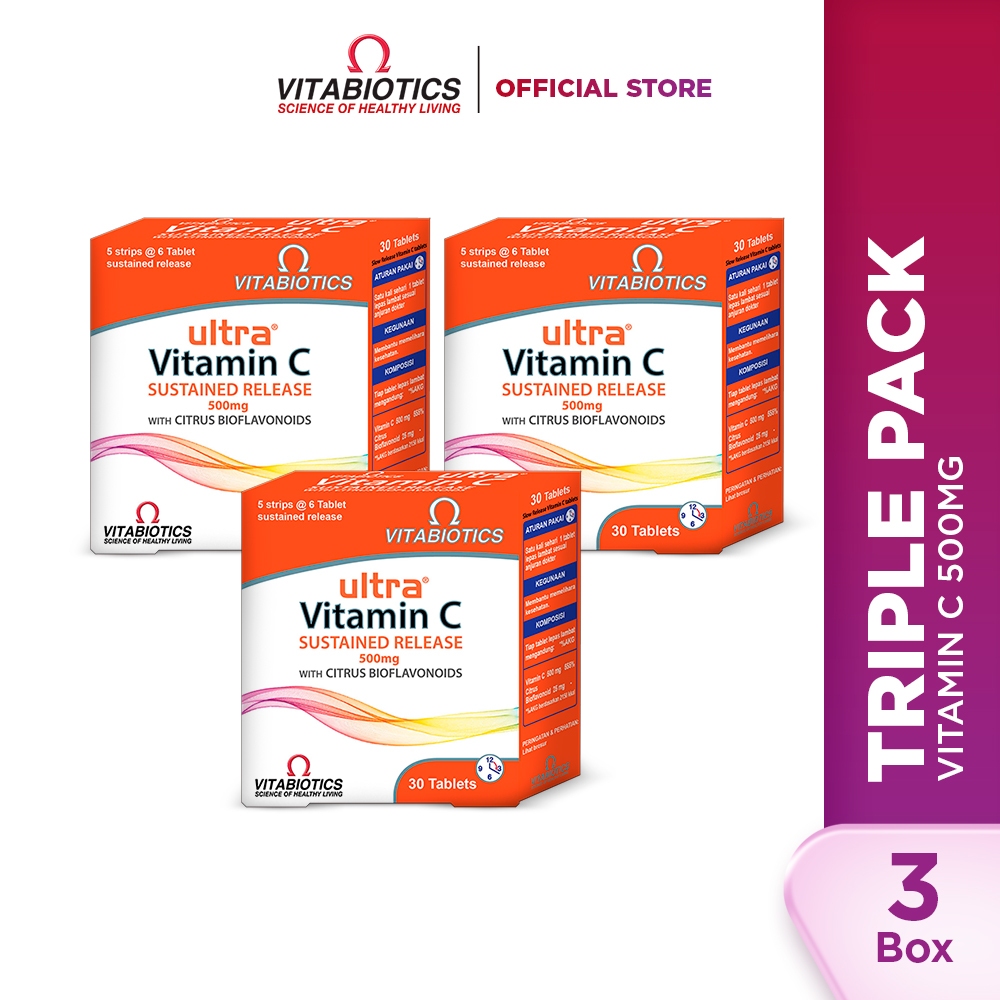 Jual Triple Pack Vitabiotics Ultra Vitamin C 500mg 3x30 Tablet | Shopee ...