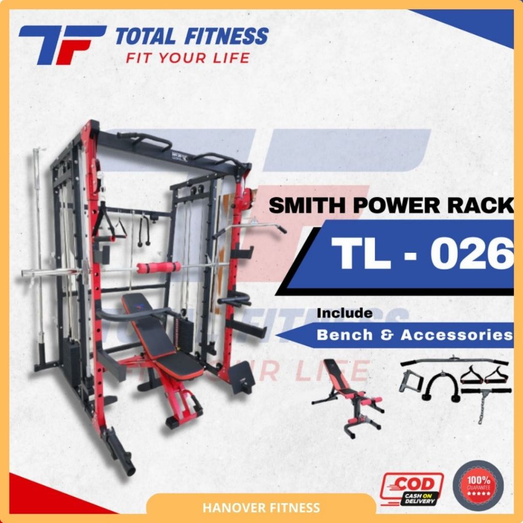 Jual smith machine TL 026 power rack multifungsi total fitness 100% ORI ...