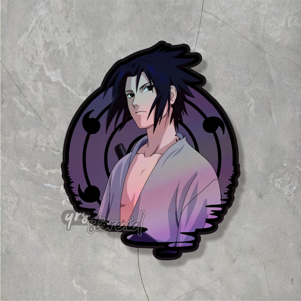 Jual Sticker Anime Hologram Uchiha Sasuke Sticker case hp & laptop ...