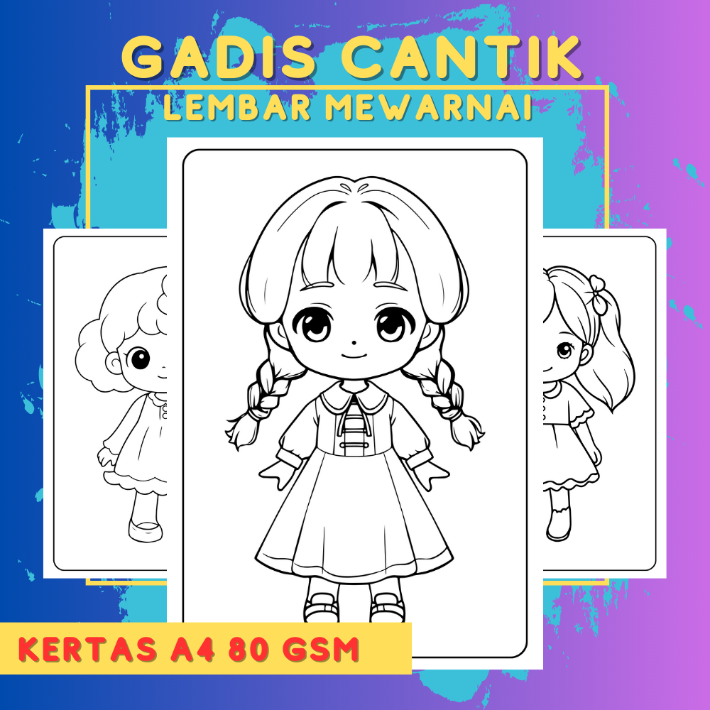 Jual DIY Coloring Page / Lembar Mewarnai Sketsa TEMA GADIS CANTIK ...