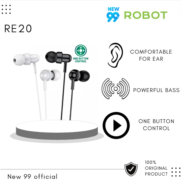 Jual Headset Robot Re20 Wired Earphone | Shopee Indonesia