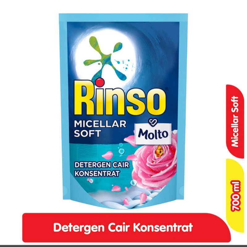 Jual RINSO MOLTO DETERGENT LIQUID CAIR 565ml dan 700ml micellar soft ...