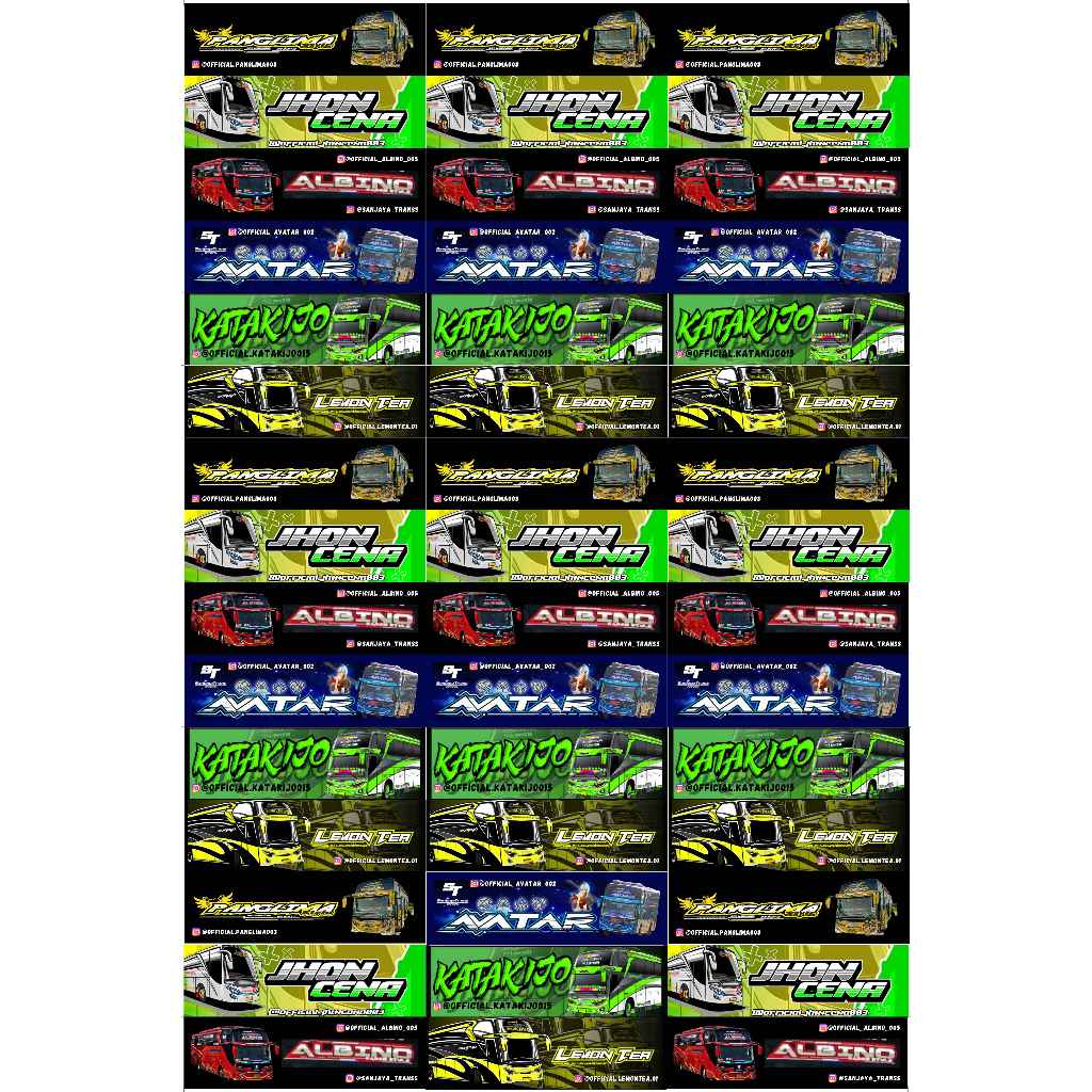 Jual STICKER BUS BASURI TUNGGAL JAYA CAMPUR 1 Lembar Isi 45 kotak ...