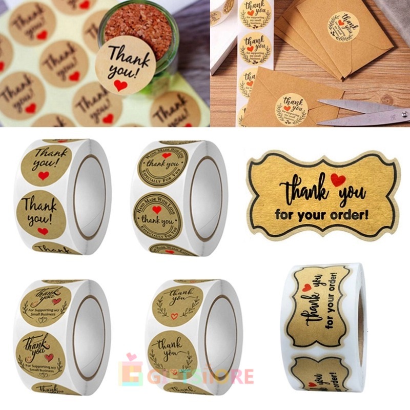 Jual COD 500 PCS / 1 ROLL STIKER TERIMA KASIH / STICKER THANK YOU ...