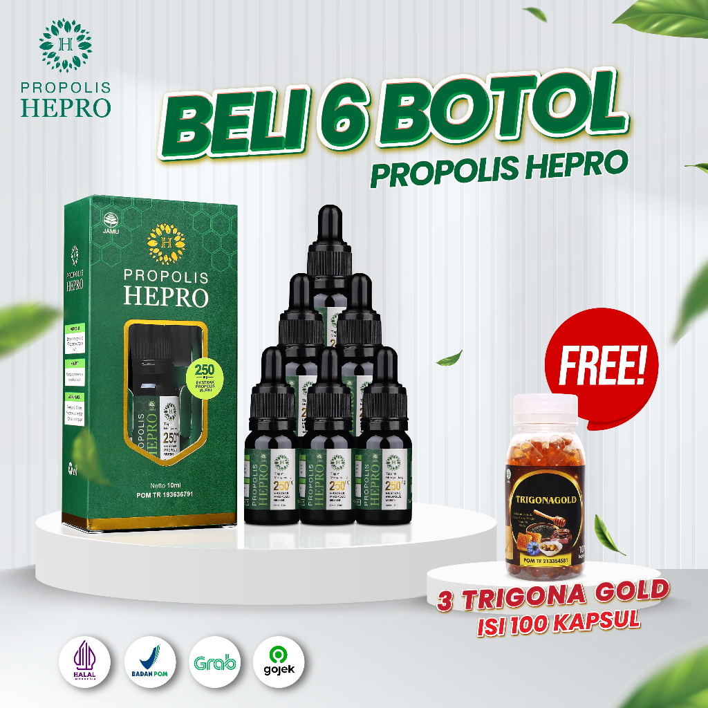 Jual PROPOLIS HEPRO Trigona Asli Indonesia - Paket 6 Botol Free 3 pcs ...