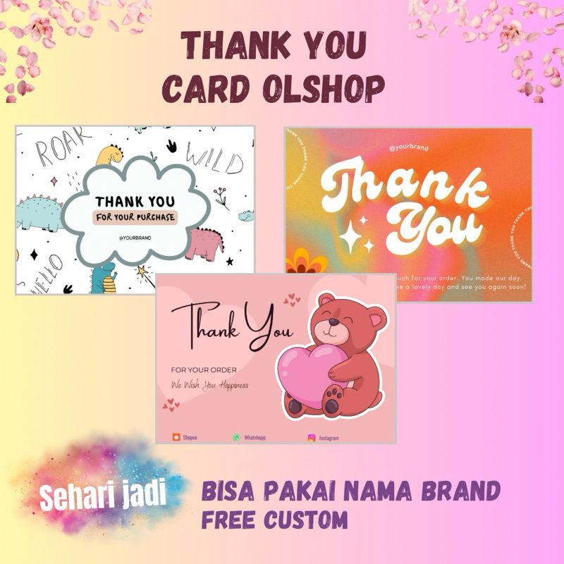 Jual THANK YOU CARD CUTE / KARTU UCAPAN TERIMAKASIH / THANK YOU CARD ...