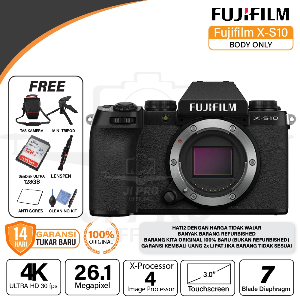 Jual Fujifilm X-S10 Body Only Camera Mirrorless Fuji Film BO XS10 XS-10 ...