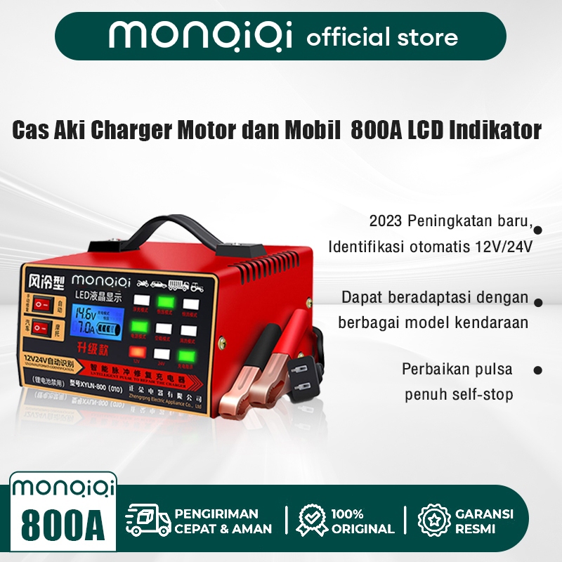Jual Monqiqi - Aki Charger 12V/24V 800A Motor Mobil LED Dengan LCD Indikator | Shopee Indonesia
