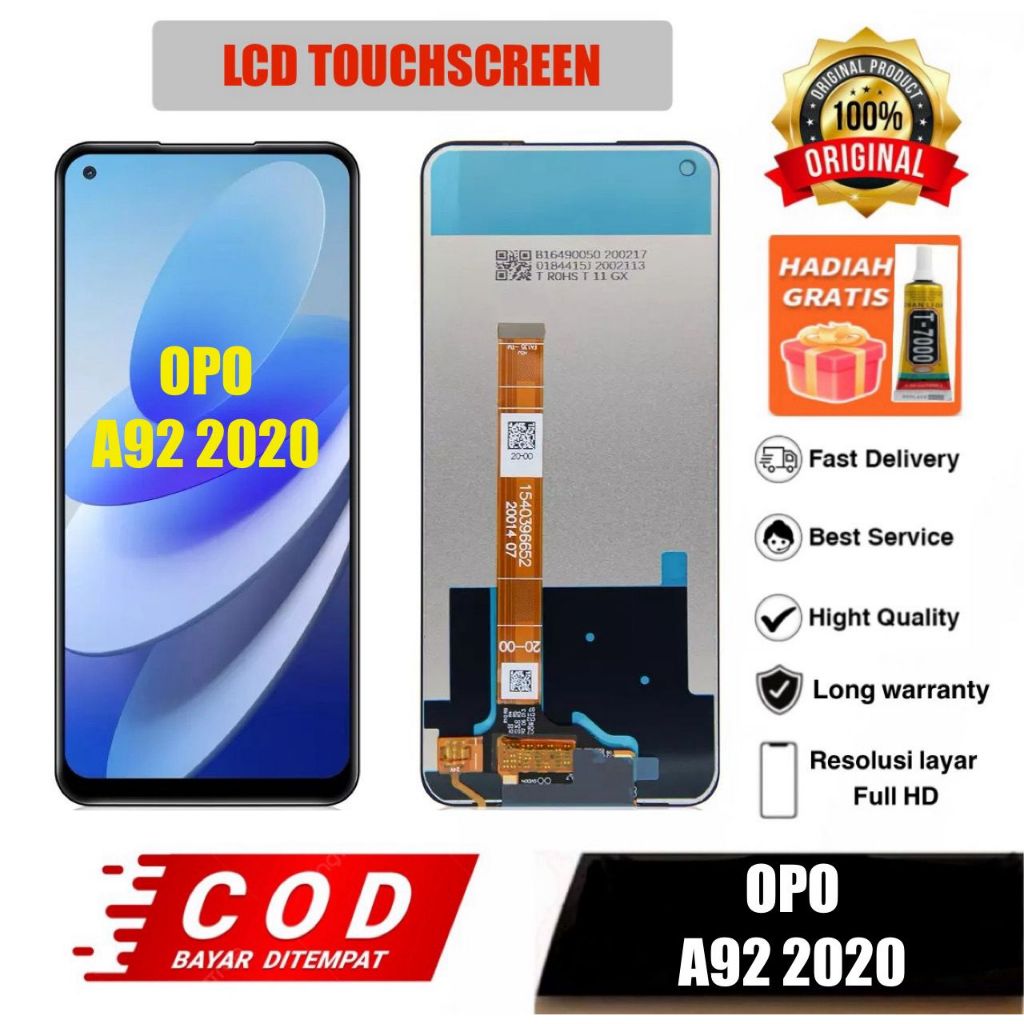 Jual LCD TOUCHSCREEN OPPO A92 2020 FULLSET ORIGINAL + LEM | Shopee Indonesia