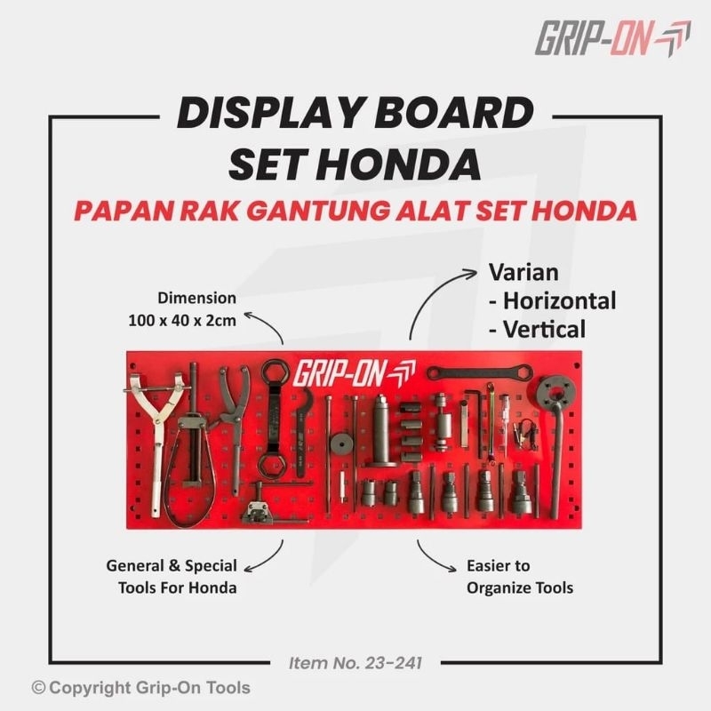 Jual Grip-On HONDA Basic Repair Tools Set With Display Board Paket Tool ...