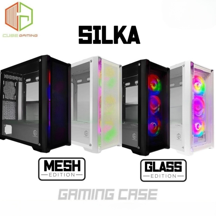 Jual CASING CUBE GAMING SILKA GLASS / MESH ATX SIDE TEMPERED GLASS RGB FAN | Shopee Indonesia
