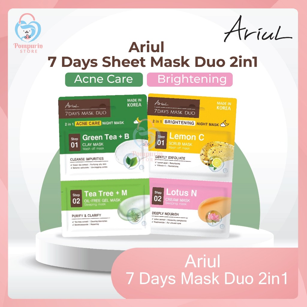 Jual Ariul 7 Days Sheet Mask Duo 2in1 Brightening / Acne Care - Sheet ...