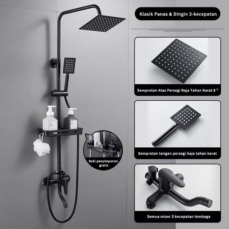 Jual SUS304 Shower Set Kamar Mandi- Shower Hujan + Keran Cabang Kamar ...
