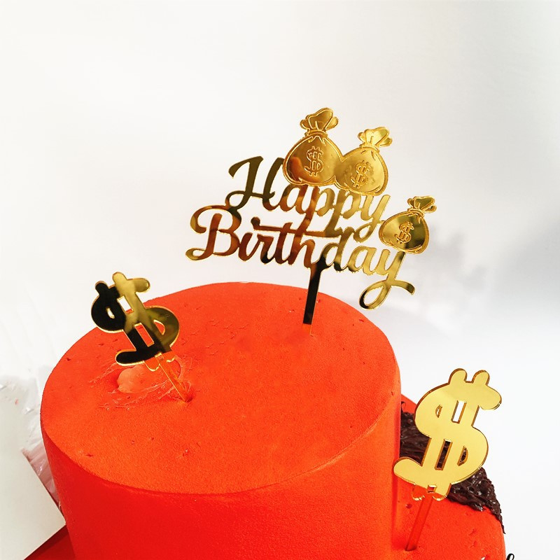 Jual CAKE TOPPER SET AKRILIK HAPPY BIRTHDAY HIASAN KUE UANG DOLLAR ...