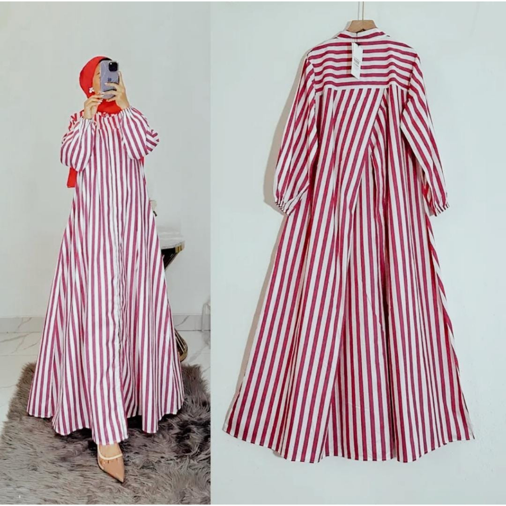 Jual LANGSUNG KIRIM GAMIS RAYON PREMIUM MOTIF SALUR JUMBO FULL KANCING SAMPAI BAWA FREE BROSS ...