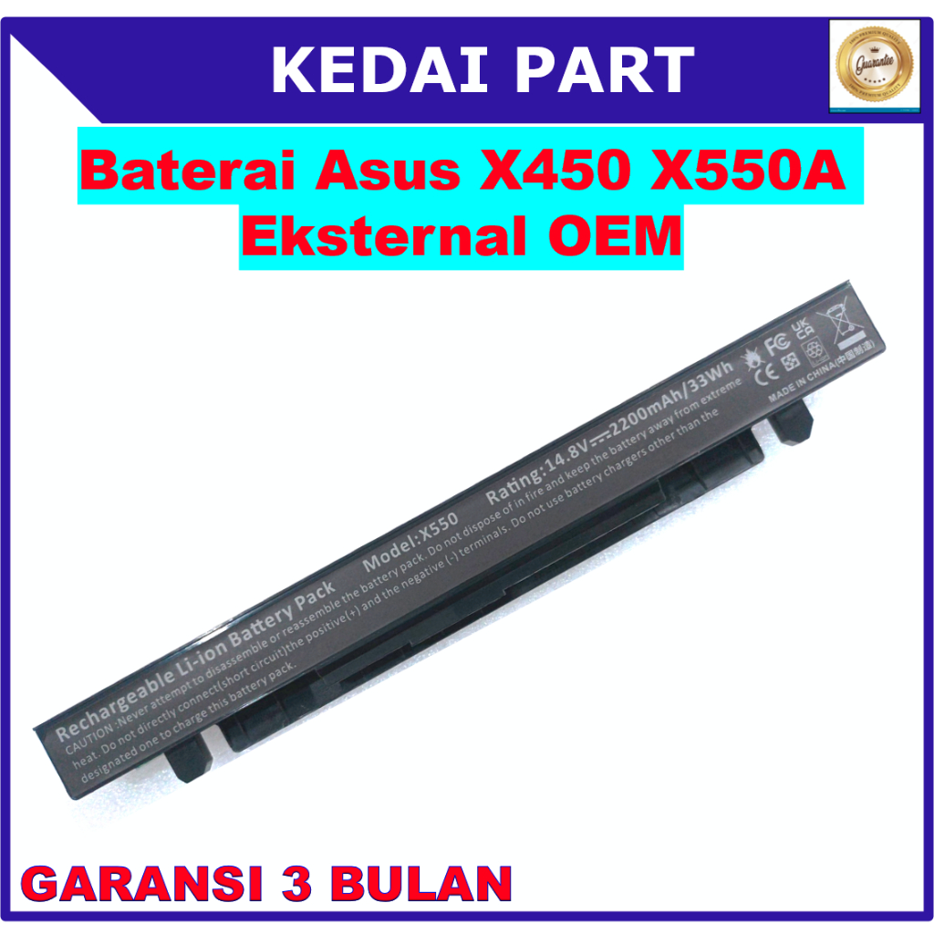 Jual BATERAI ASUS X450 P550 R409 R510 X452 X550 X552 Y481 Y581 X550A EKSTERNAL OEM | Shopee ...