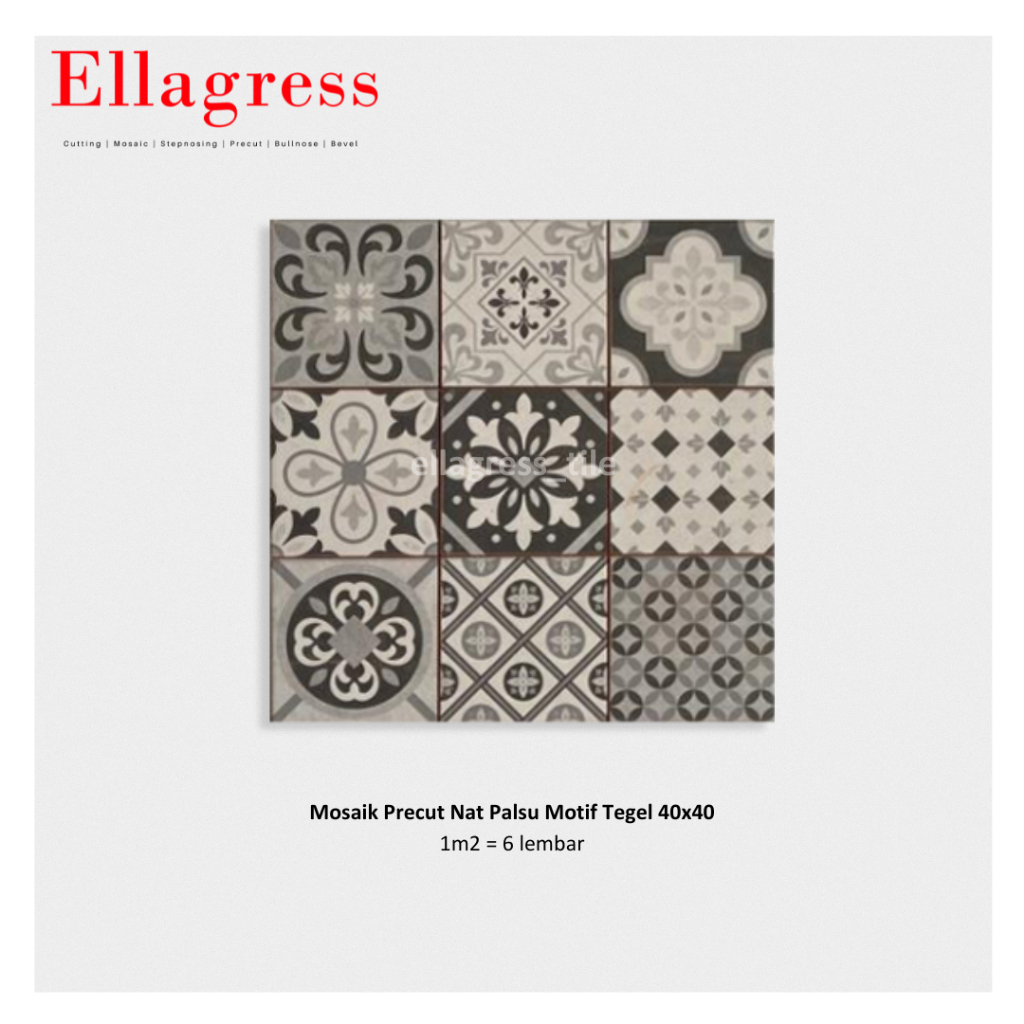 Jual Ellagress Mosaik Precut Nat Palsu Kotak Keramik 40x40 MOTIF TEGEL ...
