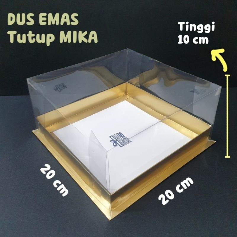 Jual DUS KUE TUTUP MIKA 20 x 20 x 10 cm Gold Hijau Merah Kotak Box Emas ...