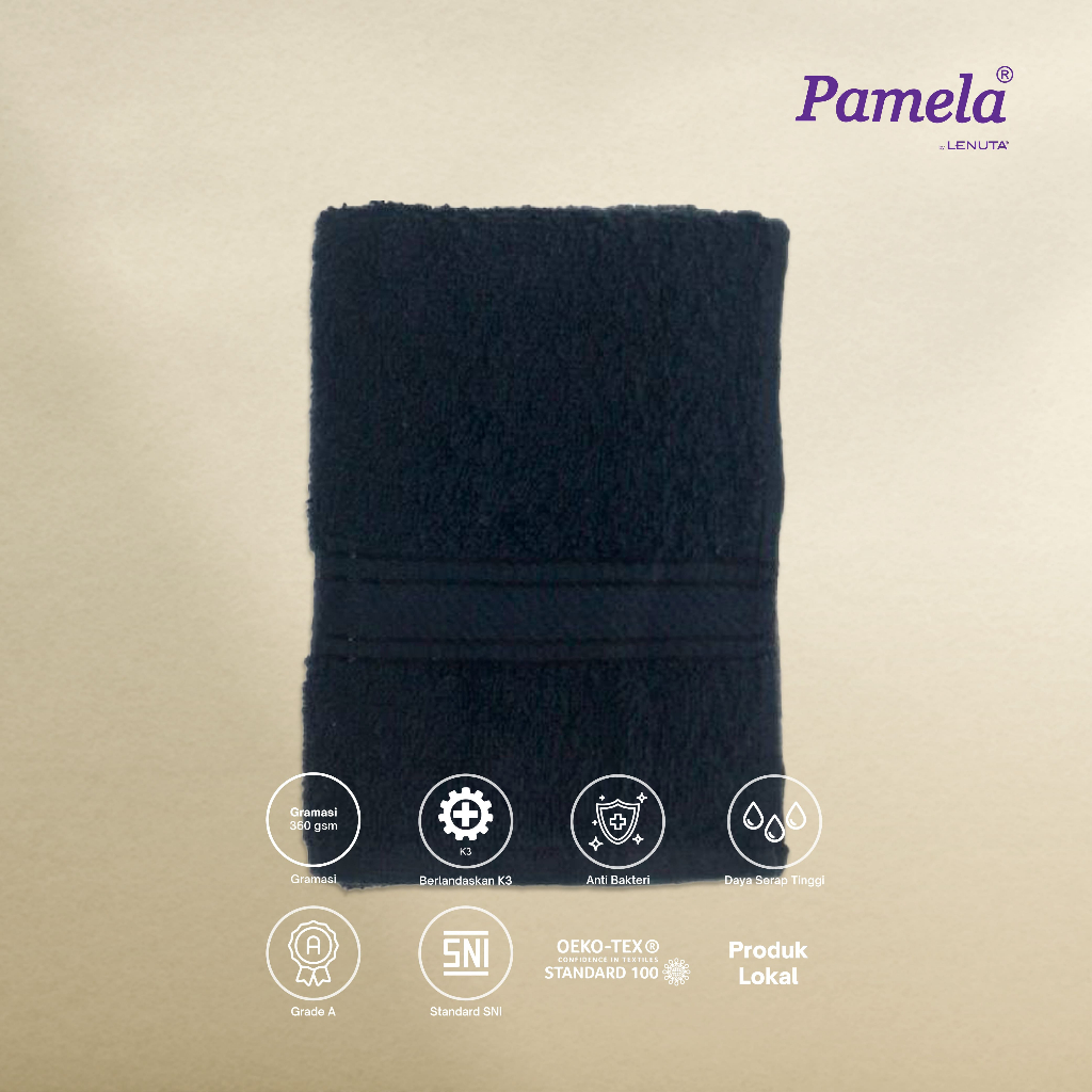 Jual Pamela by Lenuta - Hitam / Black (Handuk Tangan / Hand Towel 30x70 ...