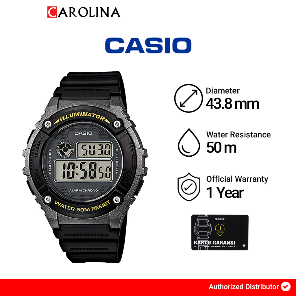 Jual Jam Tangan Pria Casio General W-216H-1B Digital Dial Black Resin Band | Shopee Indonesia