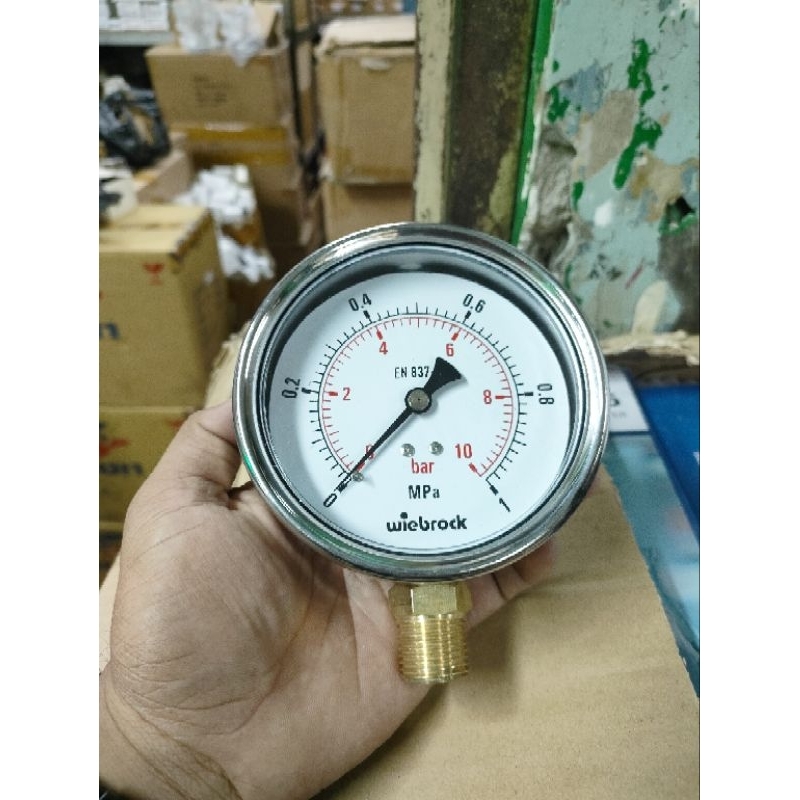 Jual pressure gauge 4" 0-1 MPA drat 1/2 model raket | Shopee Indonesia