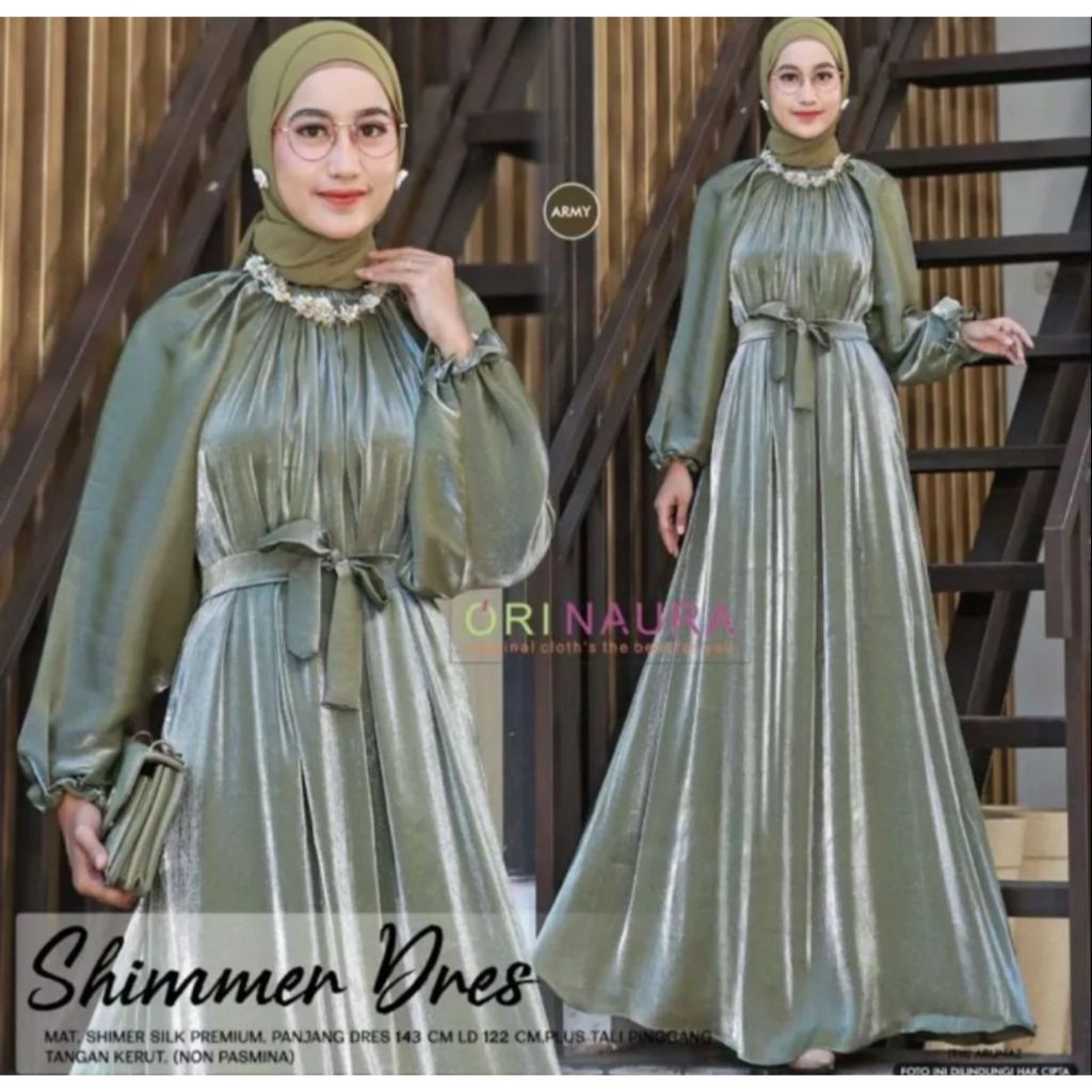 Jual Shimmer Dress Baju Gamis Wanita Terbaru Ootd Lebaran 2024 Bahan ...