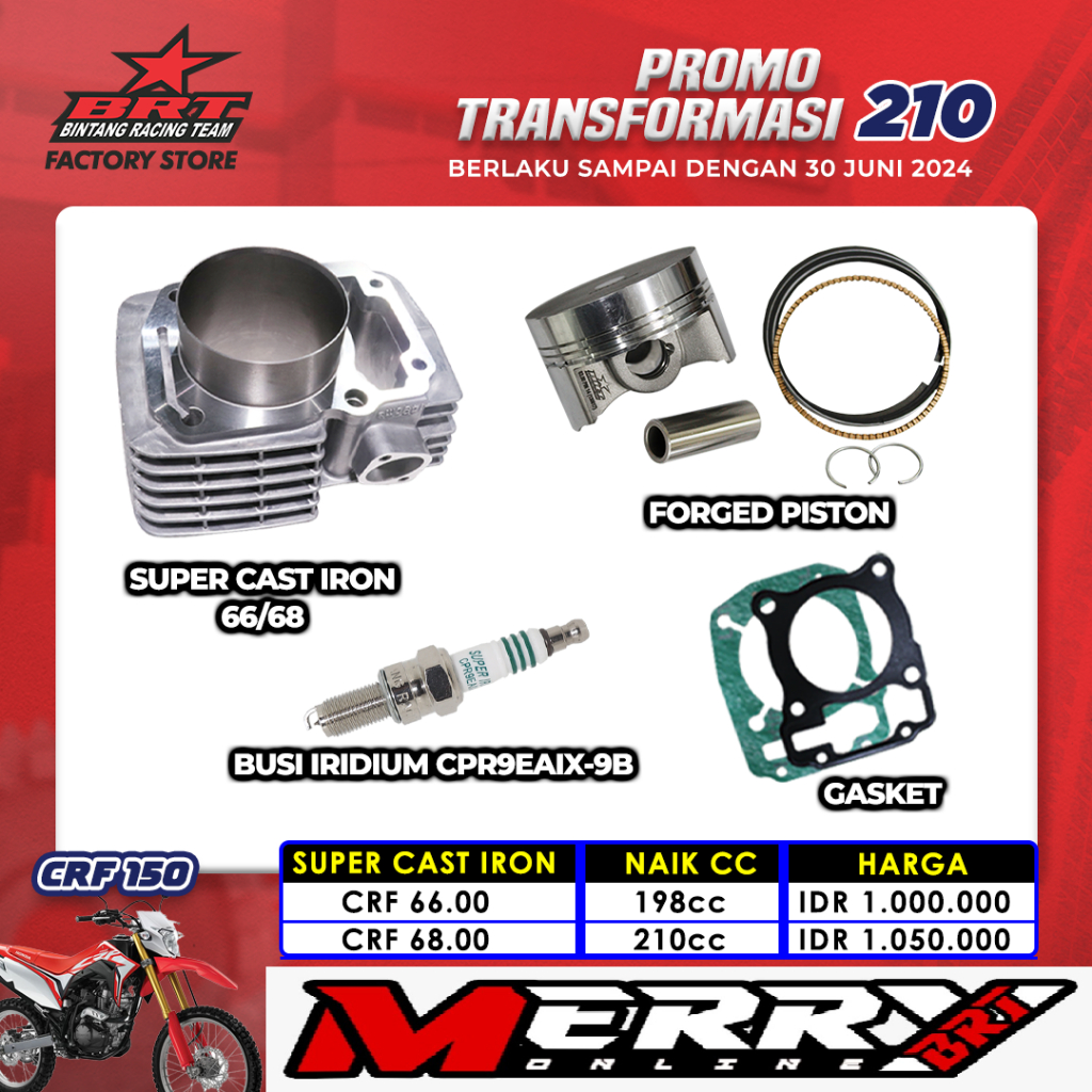 Jual Promo 210 dan 213 Paket Bore Up BRT Blok CRF 150 CBF Verza Megapro Mono 66mm 68mm 72mm 74mm ...