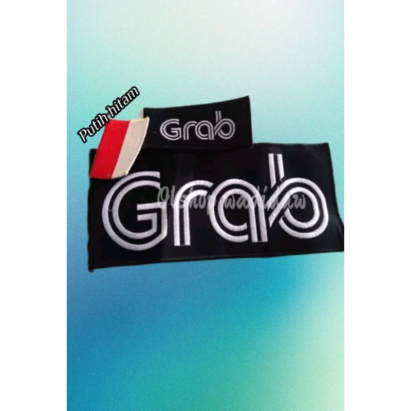 Jual Emblem Grab 1 paket dasar hitam Benang putih | Shopee Indonesia