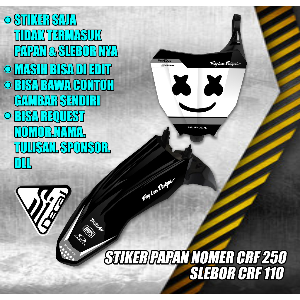 Jual stiker papan crf 250 + slebor crf 110 custom bagus free request ...