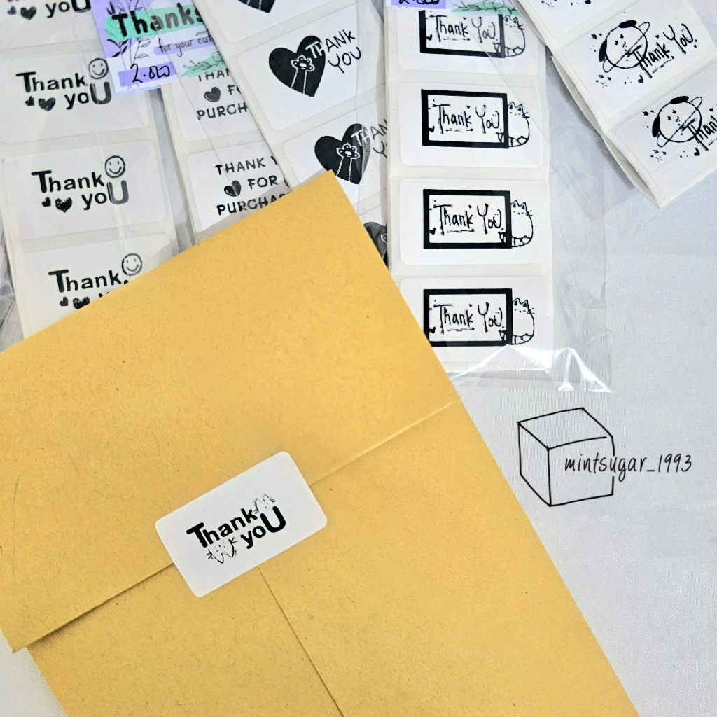 Jual [ READY STOCK ] MINI THANKS STICKER HITAM PUTIH ( 3X2 cm | 20 PCS ...