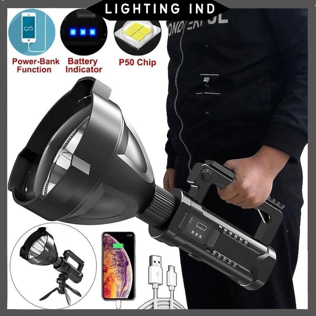 Jual Senter super terang X2000 W591 Big Lamp LED XHP70 USB charger hp anti air jarak penerangan ...