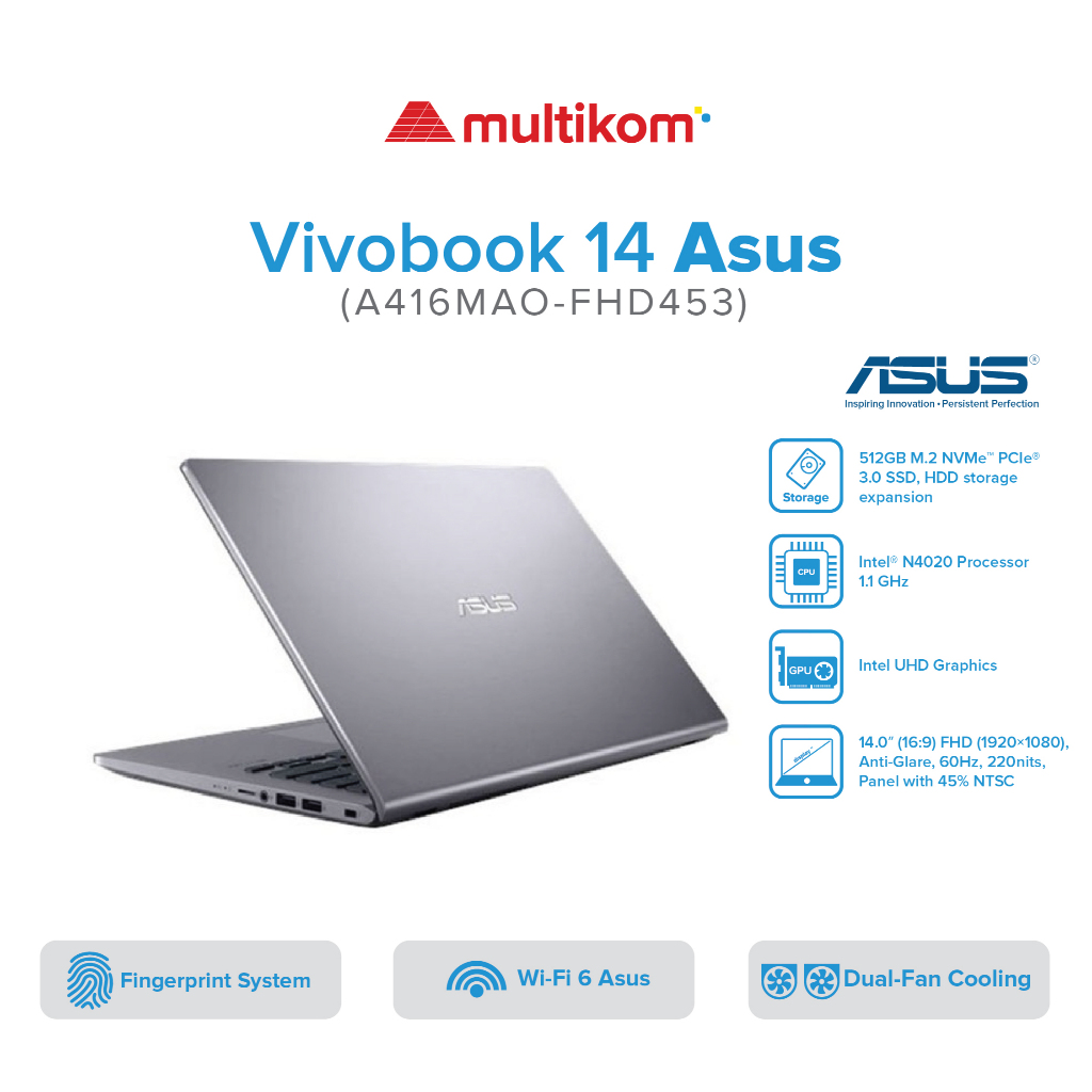 Jual Asus VivoBook 14 A416MAO-FHD453 N4020 8GB 512SSD FHD W11 OHS ...
