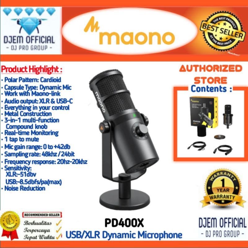 Jual MAONO PD400X USB XLR Podcast Dynamic Microphone Studio + Stand Mic Maono PD400 X Maono AU ...