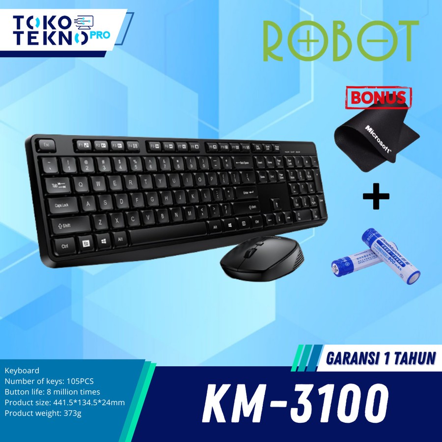 Jual Robot KM3100 / KM-3100 Wireless Keyboard Mouse Combo | Shopee ...