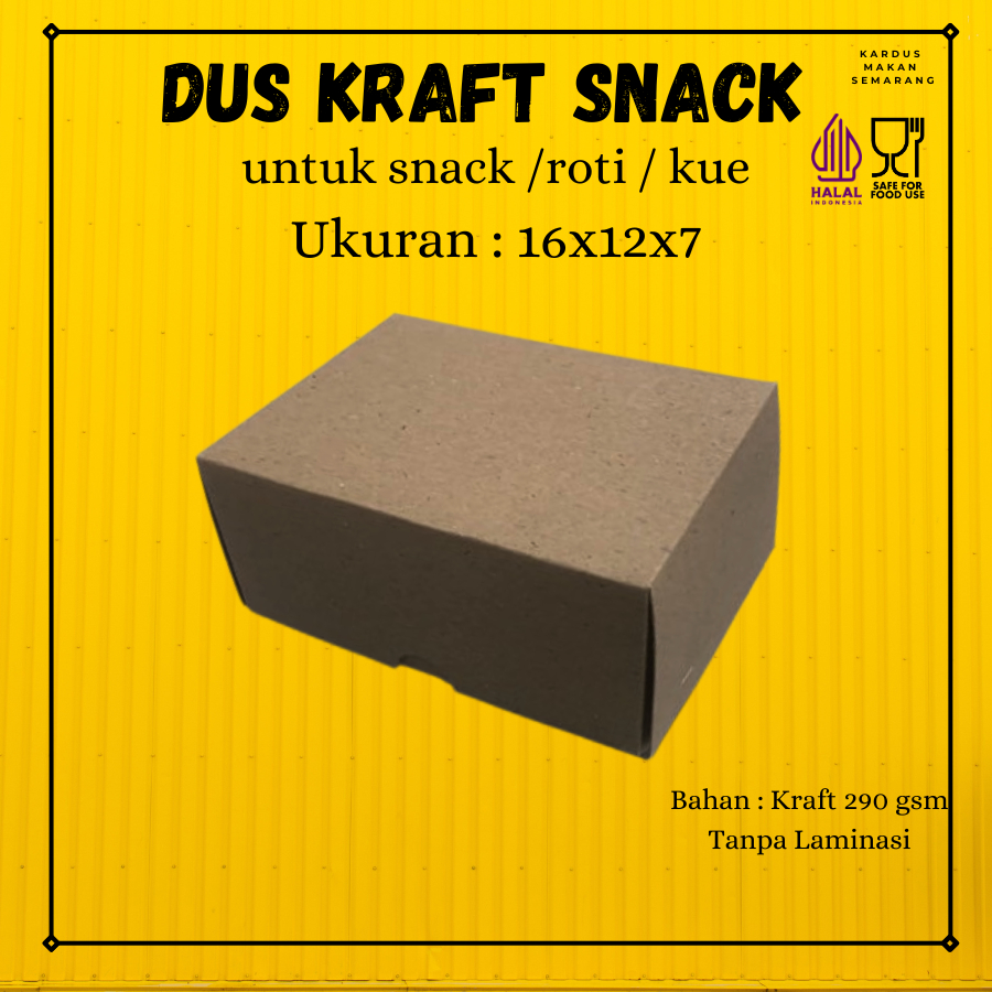 Jual Dus Kraft 16 x 12 x 7 Snack Roti Kue Kardus Makanan Box Tebal ...