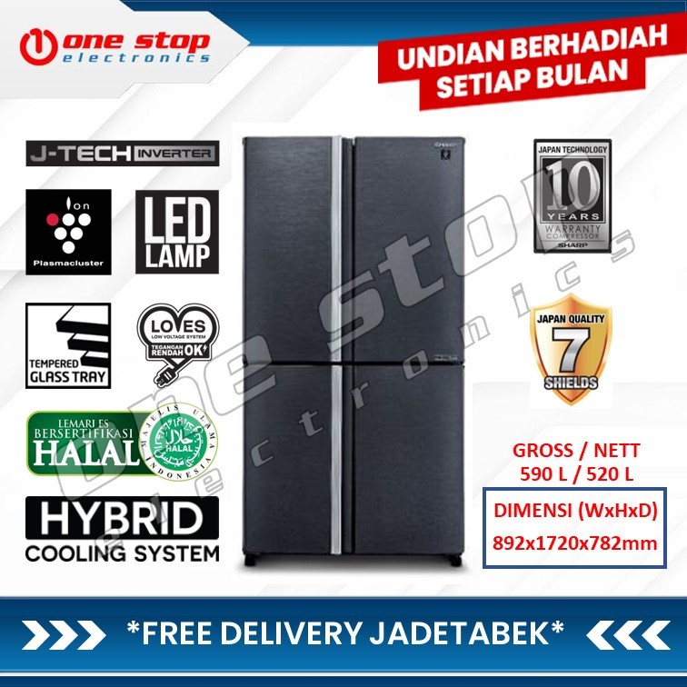 Jual SHARP SJ-IF85PM-DS Kulkas Multi Door Queen Series 590 L / 520 L | Shopee Indonesia